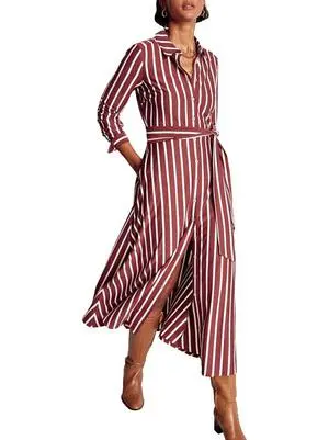 Boden Marcia Stripe Shirtdress - Chestnut And Ivory Stripe