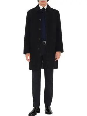 Burberry Mid-length Wool Car Coat - Black/snug Brown