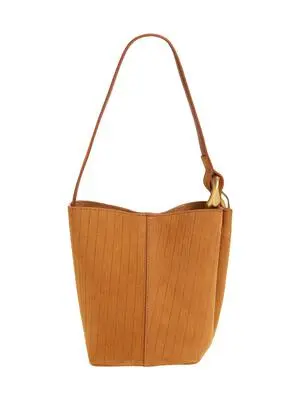 JW Anderson Small Corner Stripe Deerskin Tote - Caramel 604