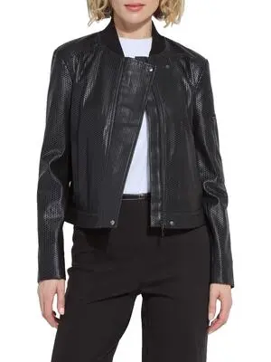 Lyssé Millicent Perforated Faux Leather Bomber Jacket - Black
