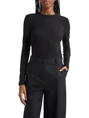 Vince Luxe Long Sleeve Crewneck Top - Black