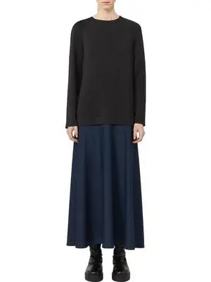 MM BY MAX MARA Zadar Long Sleeve Mixed Media Maxi Dress - Black