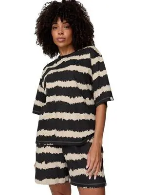 TURTLEDOVE LONDON Organic Cotton Elsie Oversized T-shirt - Black Wave
