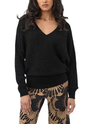 Trina Turk Lima V-Neck Pullover Sweater Black
