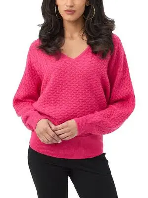 Trina Turk Lima V-Neck Pullover Sweater Forrest Rose
