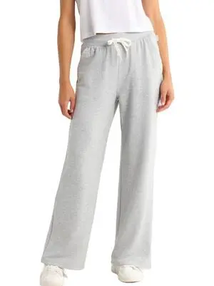 FREE FLY Lightweight Fleece Wide Leg Pants - Light Heather Grey
