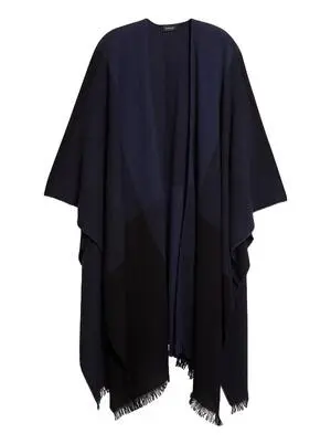 Akris Fringed Wool & Cashmere Cape - Denim-black