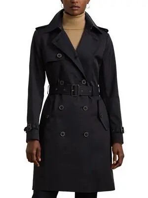Ralph Lauren Double-breasted Belted Cotton-blend Trench Coat - Dark Navy