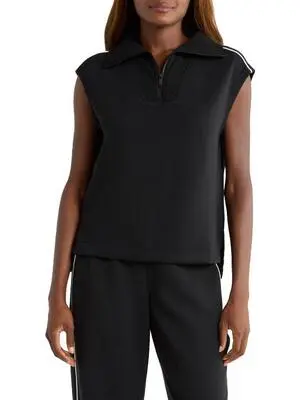 Spanx Airessentials Piqué Sleeveless Half Zip Top - Very Black