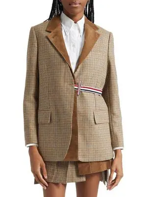 Thom Browne Check Wool Blazer With Removable Vest - Brown