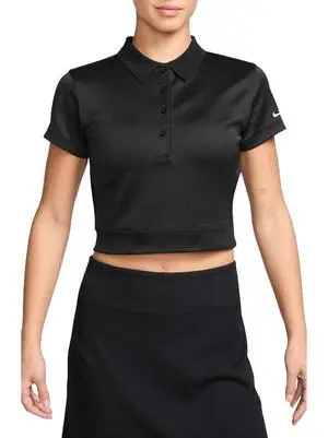 Nike Crop Cotton Blend Golf Polo - Black/sail