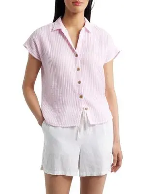 BEACHLUNCHLOUNGE Gem Stripe Shirt - Pink Sunset