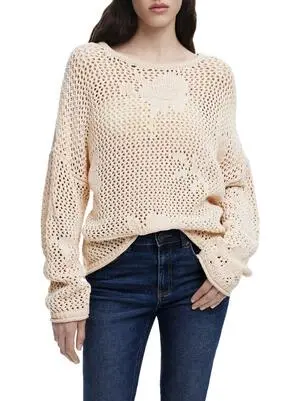 Desigual Open Stitch Cotton Sweater - Light Beige