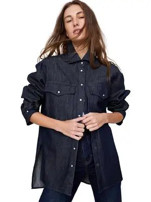 Banana Republic Oversized Denim Shirt Jacket - Dark Wash