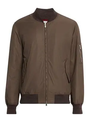 Brunello Cucinelli Water-resistant Nylon Bomber Jacket - Dark Brown