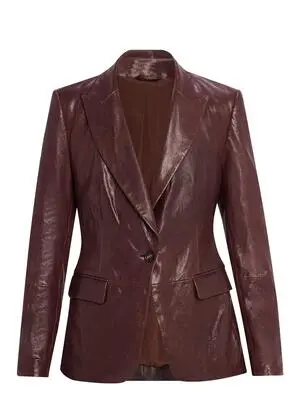 BRUNELLO CUCINELLI Leather Single-Breasted Blazer