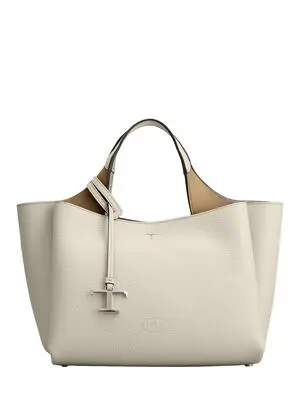 TOD'S Mini Grain Leather Tote Bag - Mastice Corda