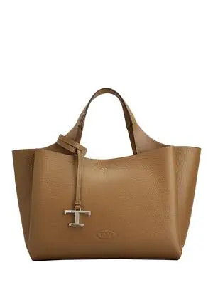 TOD'S Mini Grain Leather Tote - Lenticchia Sepia