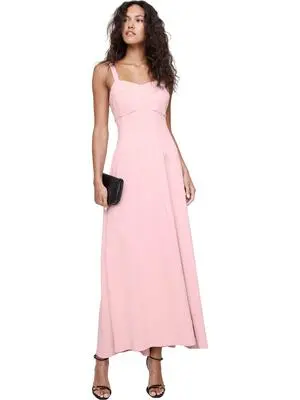 Banana Republic Stretch-sateen Sweetheart Maxi Dress - Dusty Rose Pink