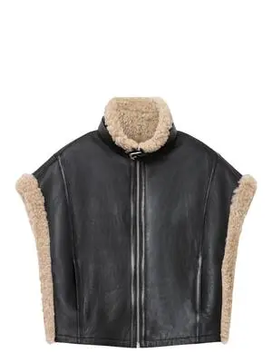 ALLSAINTS Marlin Reversible Shearling Gilet - Black/natural