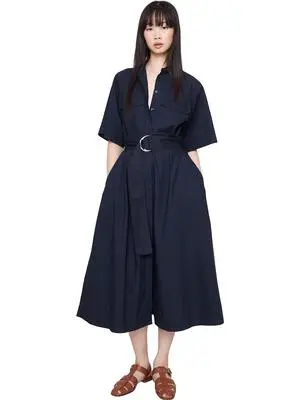 Banana Republic Cotton Poplin Utility Shirt Dress - Navy Blue