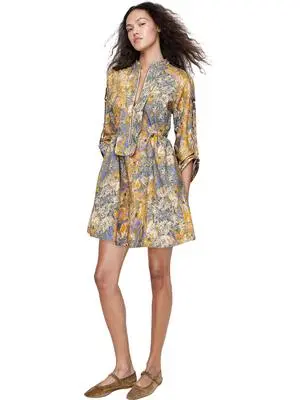 Banana Republic Cotton Utility Mini Dress - Pastel Camo Splatter