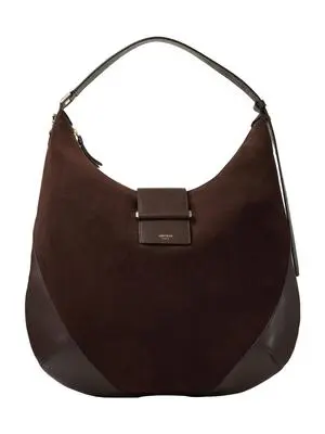 JIMMY CHOO Bar Hobo Medium Shoulder Bag With Leather Trims - Chocolate/chocolate/shiny Gold