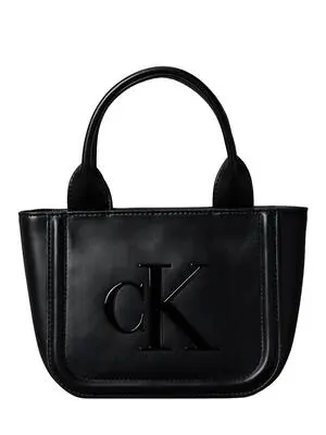 Calvin Klein Embossed Monogram Small Tote Bag - Black