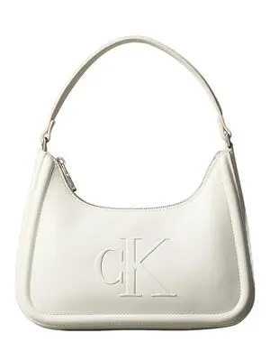 Calvin Klein Embossed Monogram Shoulder Bag Lily White