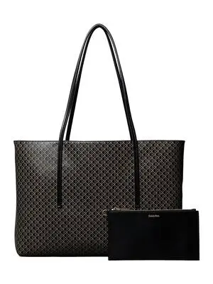 Calvin Klein Allover Emblem Logo Tote Bag - Black