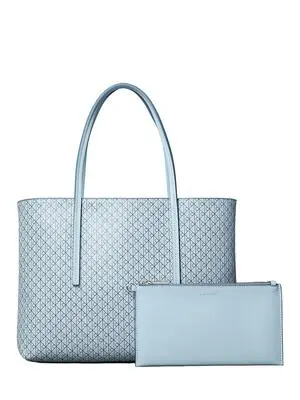 Calvin Klein Allover Emblem Logo Small Tote Bag With Pouch - Palest Blue Aop