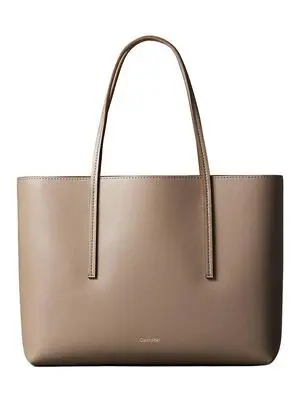 Calvin Klein Foil Logo Tote Bag With Pouch - Desert Taupe