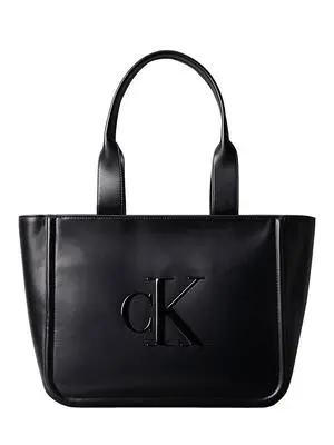 Calvin Klein Embossed Monogram Tote Bag - Black