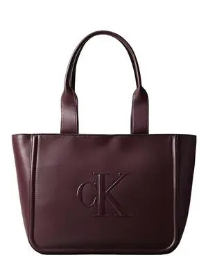 Calvin Klein Embossed Monogram Tote Bag Fudge
