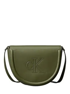 Calvin Klein Embossed Monogram Saddle Bag - Cypress