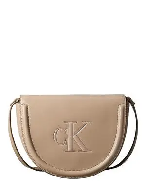 Calvin Klein Embossed Monogram Saddle Bag - Desert Taupe