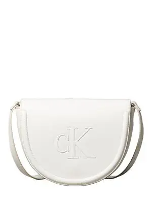 Calvin Klein Embossed Monogram Saddle Bag Lily White
