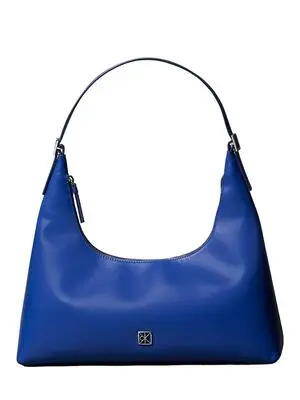 Calvin Klein Emblem Logo Leather Shoulder Bag - Cobalt