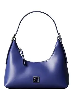 Calvin Klein Emblem Logo Leather Shoulder Bag - Cobalt