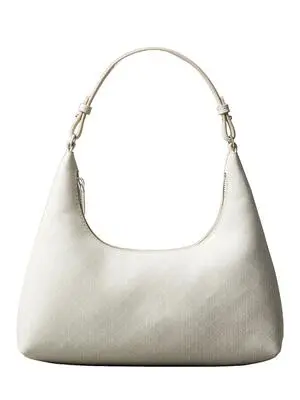 Calvin Klein Allover Emblem Logo Shoulder Bag Lily White
