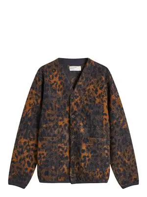 Universal Works Night Leopard Cardigan - Dark Navy/brown