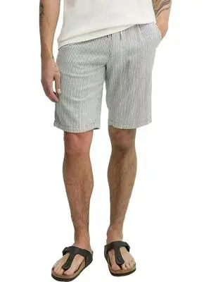 JOOP! Striped Cotton-linen Blend Shorts - Blue