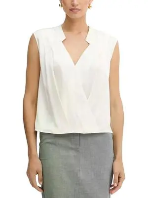 BOSS Sleeveless V-neck Blouse - White