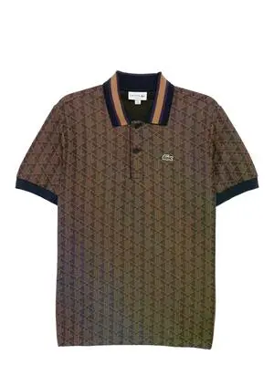 Lacoste Monogram-jacquard Polo Shirt - Brown