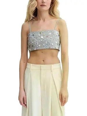 ISABELLE BLANCHE Embellished Strappy Top - Grey