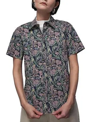 WILDFANG Essential Button-up Shirt - Flowerbed Navy