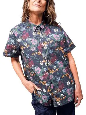 WILDFANG Essential Button-Up Shirt Wildflower Navy