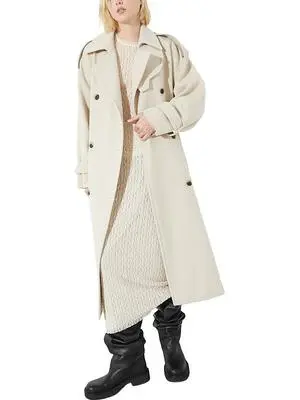 Max & Co. Oversized Double-faced Wool Trench Coat - Cream