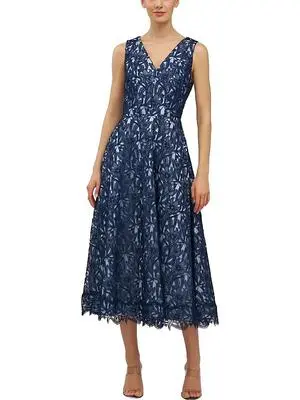 KAY UNGER Danielle Tea Length Dress - Blue