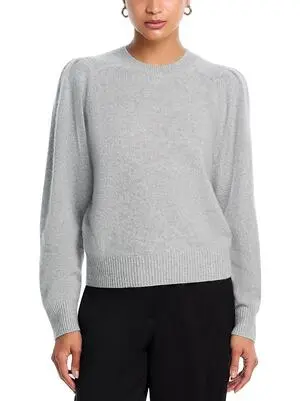 Aqua 100% Cashmere Puff Sleeve Sweater - Light Gray